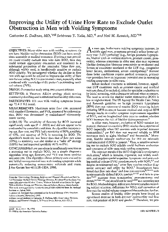 (PDF) Improving the utility of urine flow rate to exclude outlet ...