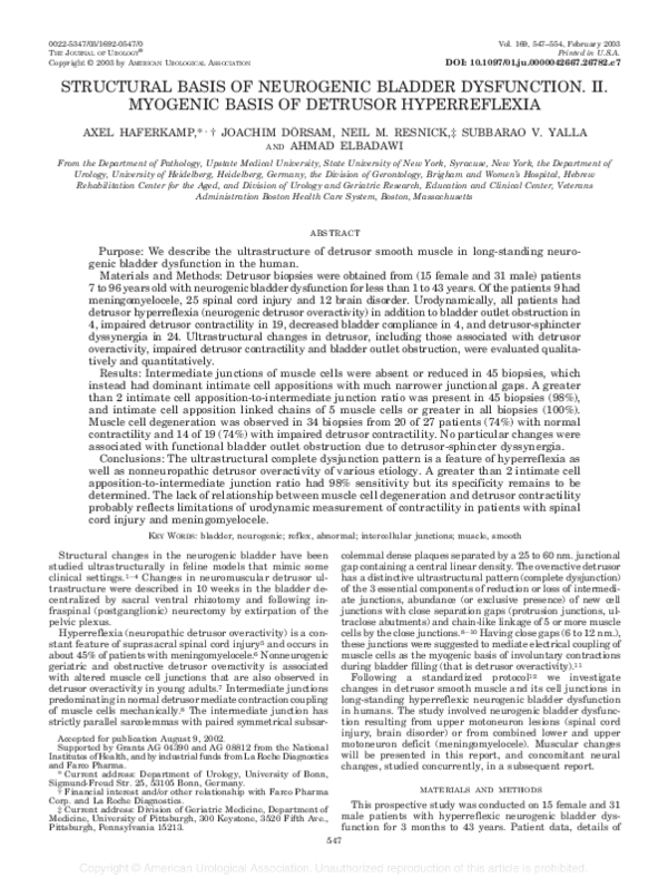 (PDF) Structural Basis of Neurogenic Bladder Dysfunction. I. Methods of Prospective ...