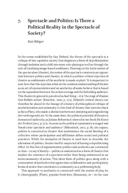 (PDF) 7. Spectacle and Politics: Is There a Political Reality in the ...