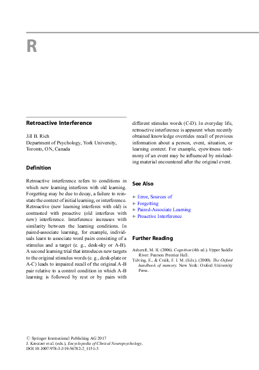 (PDF) Retroactive Interference | Jill Rich - Academia.edu