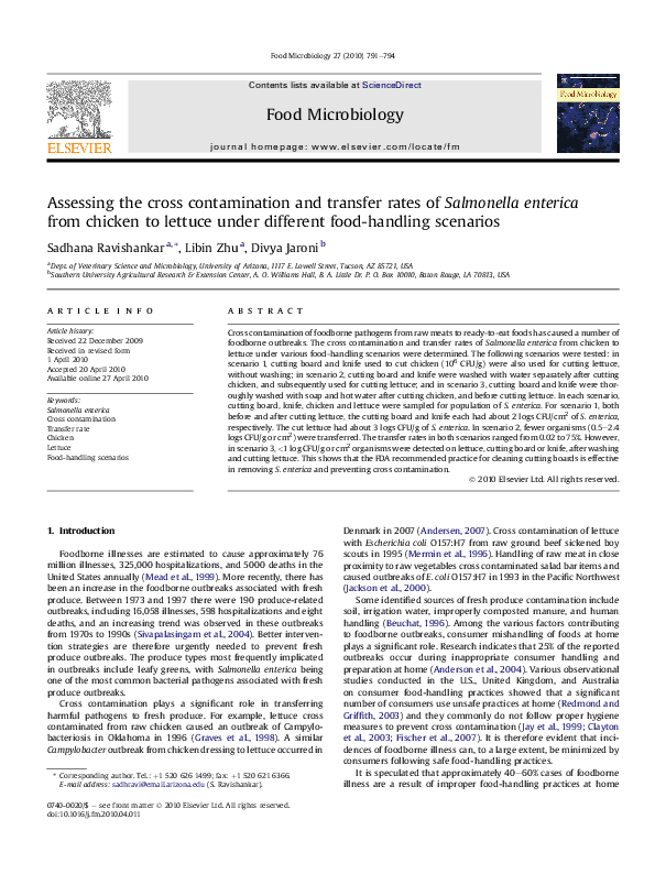 (PDF) Assessing the cross contamination and transfer rates of ...