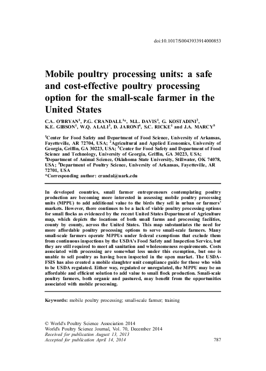 (PDF) Mobile poultry processing units: a safe and cost-effective ...