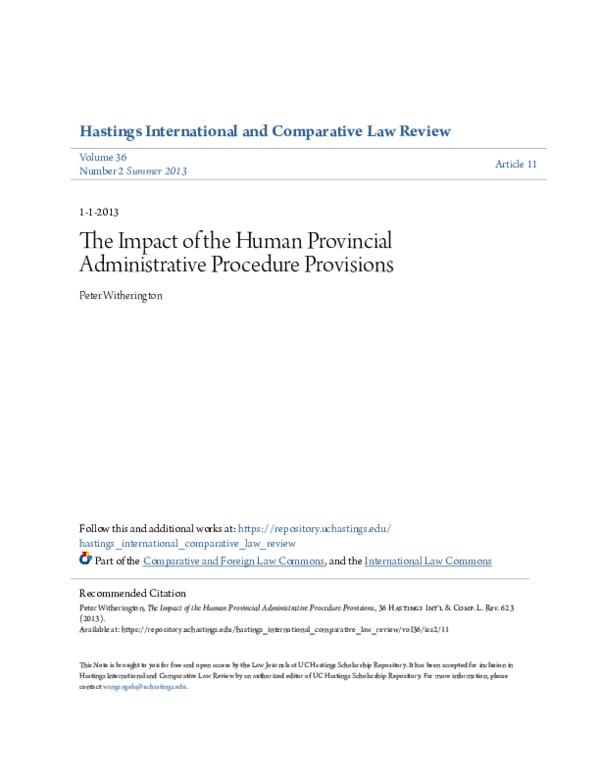 (PDF) The Impact of the Human Provincial Administrative Procedure ...