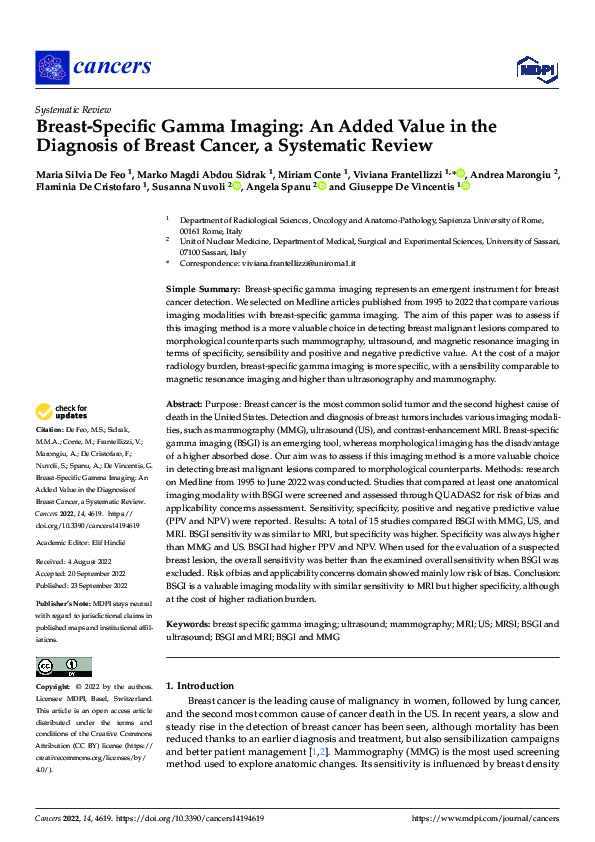 (PDF) Breast-Specific Gamma Imaging: An Added Value in the Diagnosis of ...