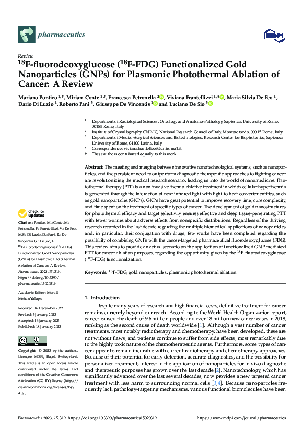 (PDF) 18F-fluorodeoxyglucose (18F-FDG) Functionalized Gold ...