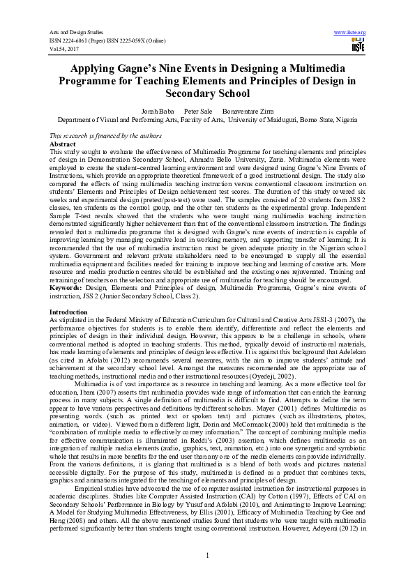 (PDF) Applying Gagne's Nine Events in Designing a Multimedia Programme ...