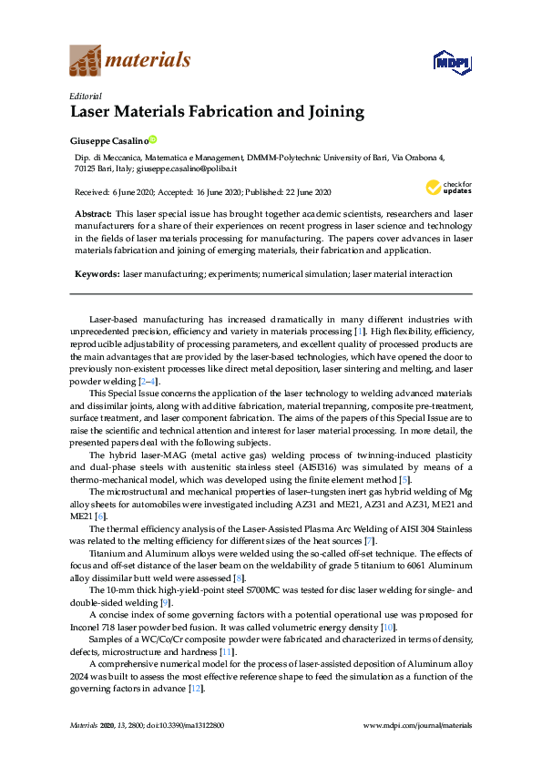 (PDF) Laser Materials Fabrication and Joining