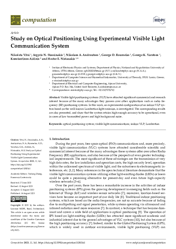 (PDF) Study on Optical Positioning Using Experimental Visible Light Communication System