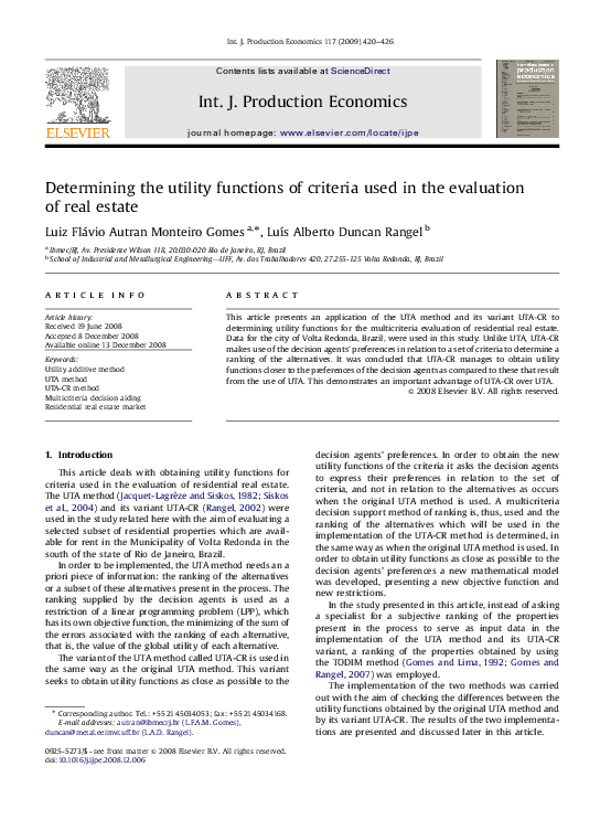 (PDF) Determining the utility functions of criteria used in the ...