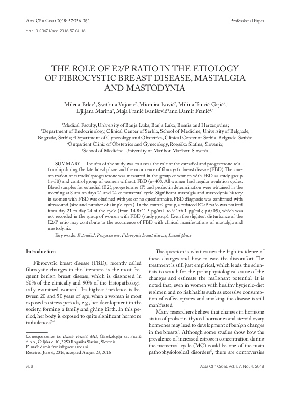(PDF) The Role of E2/P Ratio in the Etiology of Fibrocystic Breast ...