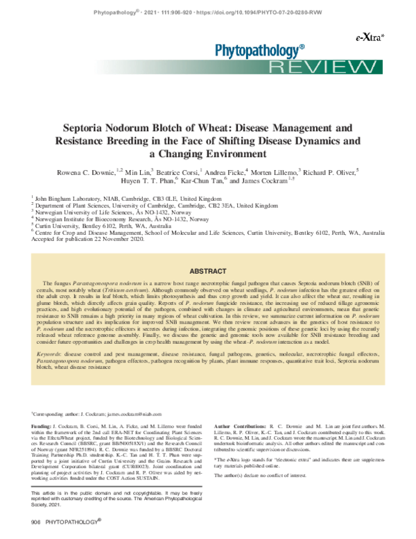 (PDF) Septoria Nodorum Blotch of Wheat: Disease Management and ...