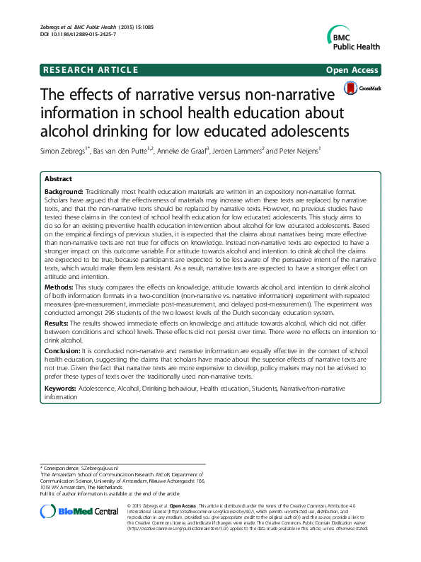 (PDF) The effects of narrative versus non-narrative information in ...
