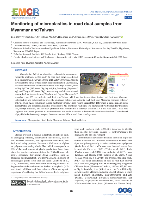 (PDF) Monitoring of microplastics in road dust samples from Myanmar and ...