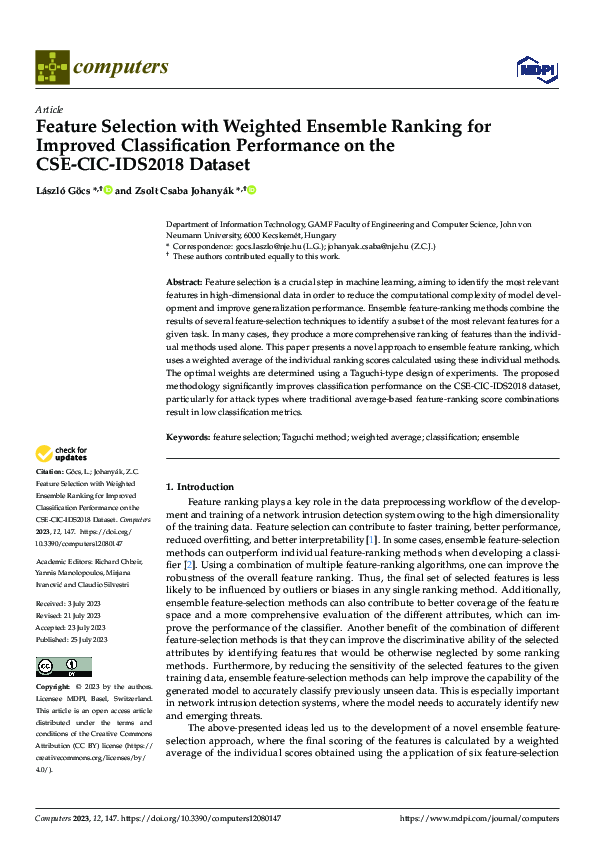 Pdf Feature Selection With Weighted Ensemble Ranking For Improved