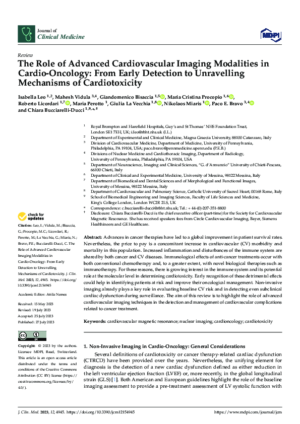 (PDF) The Role of Advanced Cardiovascular Imaging Modalities in Cardio ...