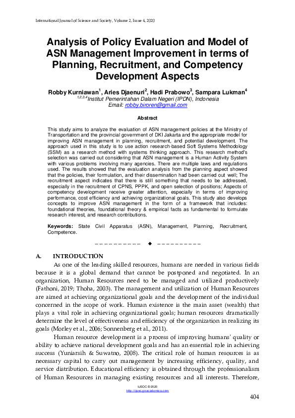 (PDF) Analysis of Policy Evaluation and Model of ASN Management ...