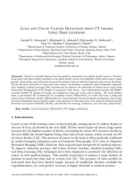 (PDF) Lung and colon cancer detection from CT images using Deep Learning (PDF) Lung and colon cancer detection from CT images using Deep Learning