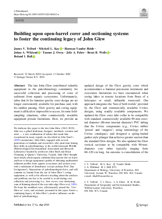 (PDF) Building upon open-barrel corer and sectioning systems to foster ...