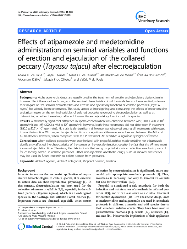 (PDF) Effects of atipamezole and medetomidine administration on seminal ...