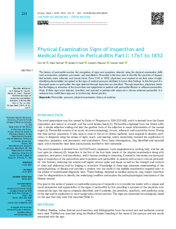 (PDF) Physical Examination Signs of Inspection and Medical Eponyms in ...