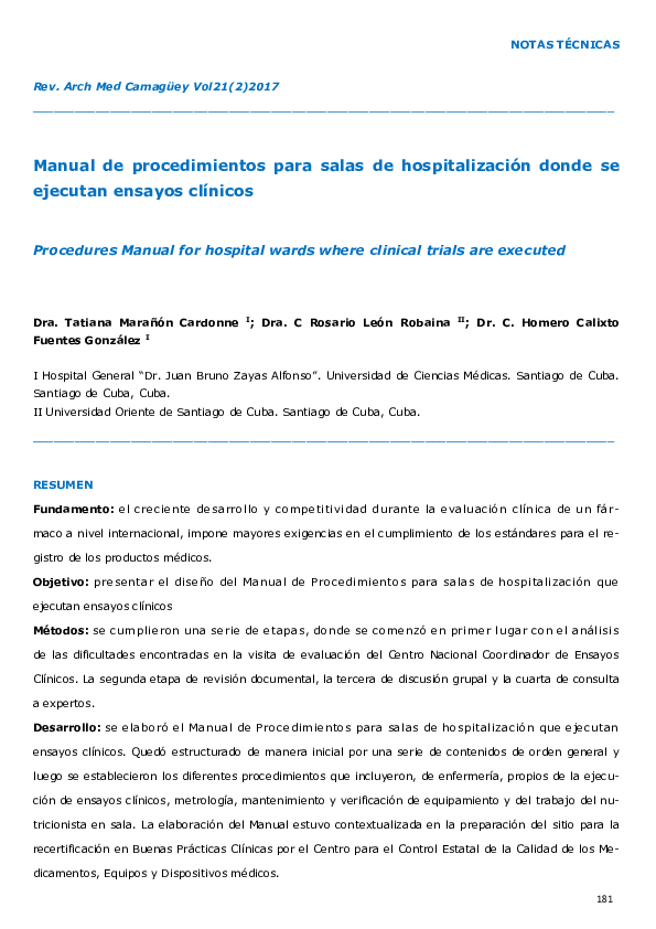 (PDF) Manual de procedimientos para salas de hospitalización donde se ...