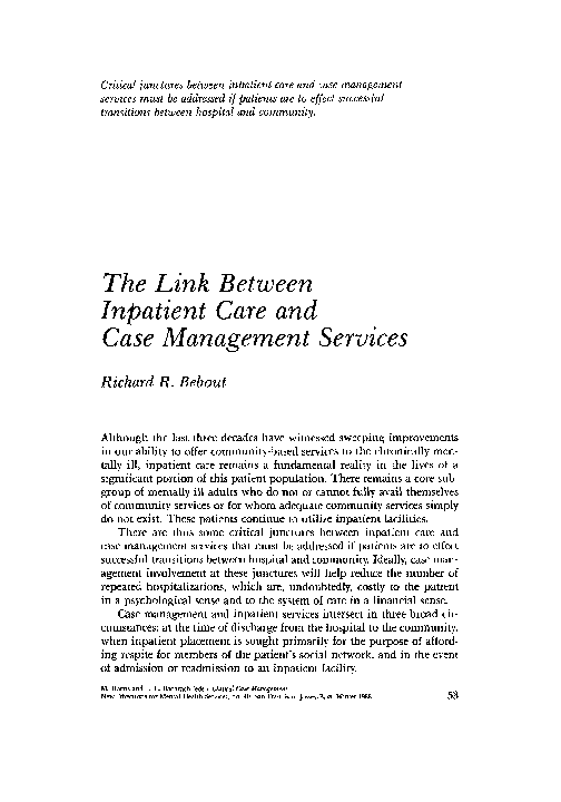 (PDF) The link between inpatient care and case management services