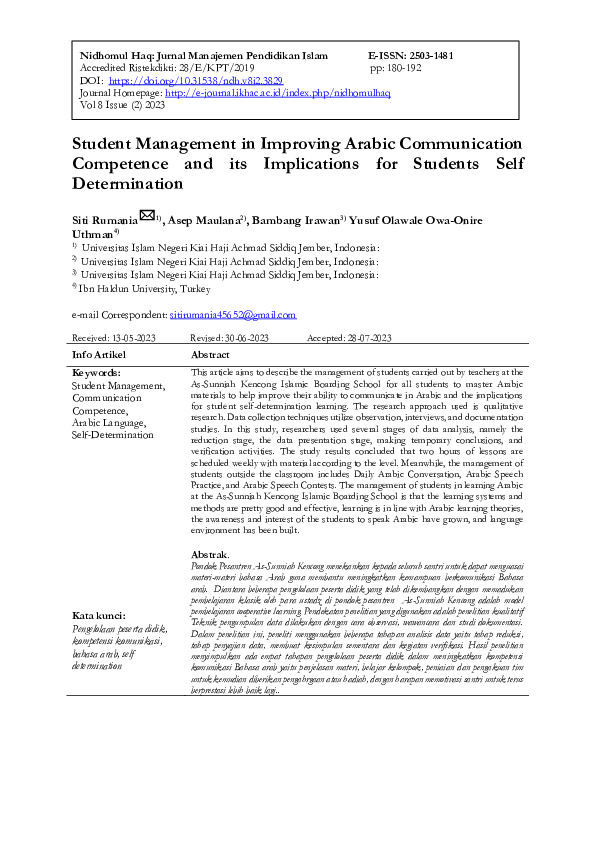 (PDF) Student Management in Improving Arabic Communication Competence ...