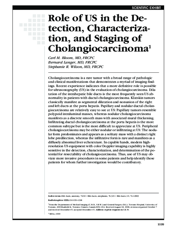 (PDF) Role of US in the Detection, Characterization, and Staging of Cholangiocarcinoma