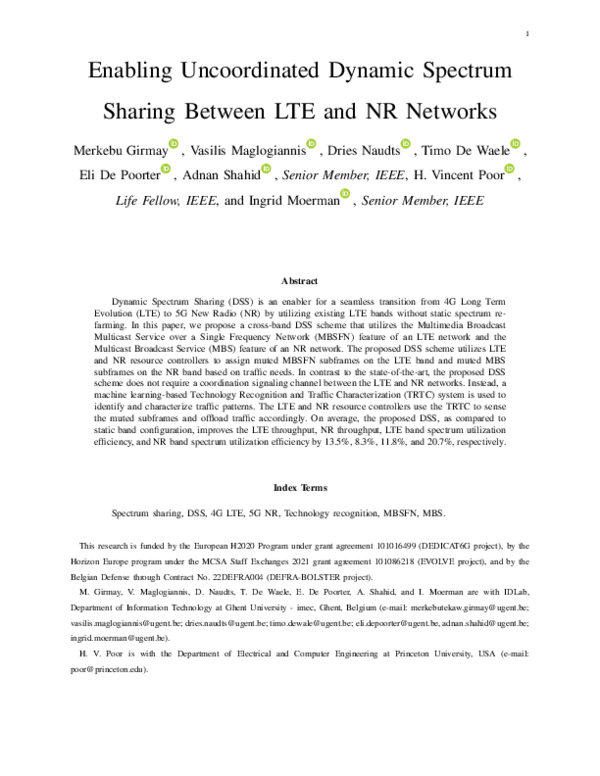 Pdf Enabling Uncoordinated Dynamic Spectrum Sharing Between Lte And