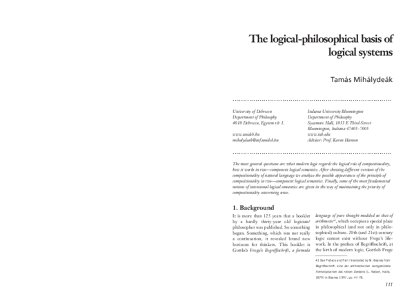 (PDF) The logical-philosophical basis of logical systems