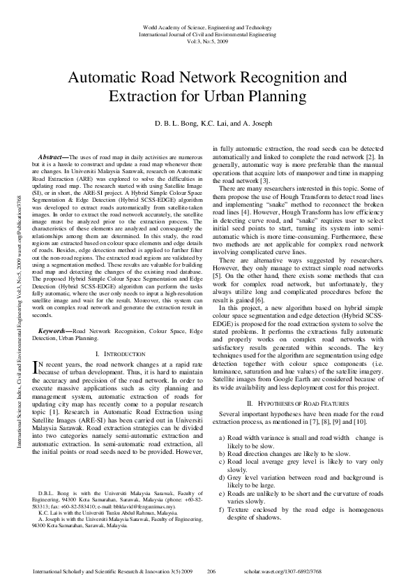 (PDF) Automatic Road Network Recognition And Extraction For Urban ...
