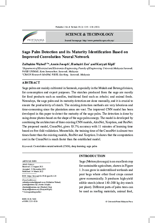 (PDF) Sago Palm Detection and its Maturity Identification Based on Improved Convolution Neural ...