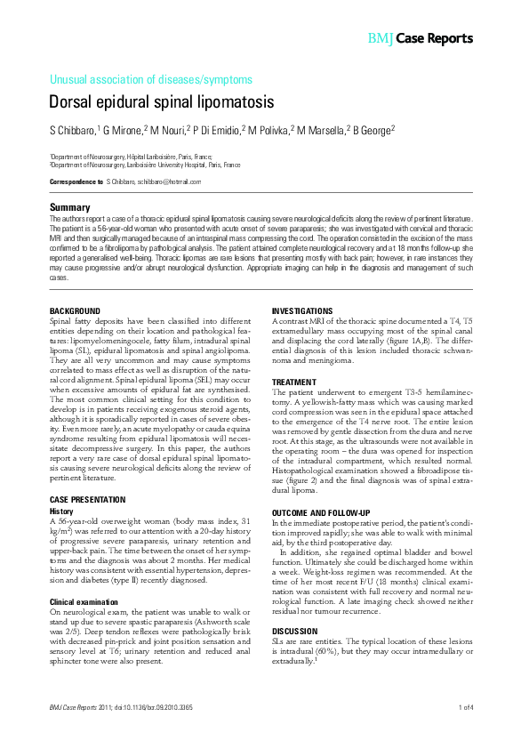 (PDF) Dorsal epidural spinal lipomatosis