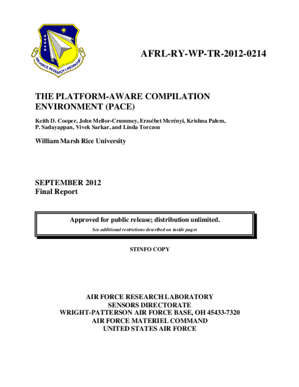 (PDF) The Platform-Aware Compilation Environment (PACE)
