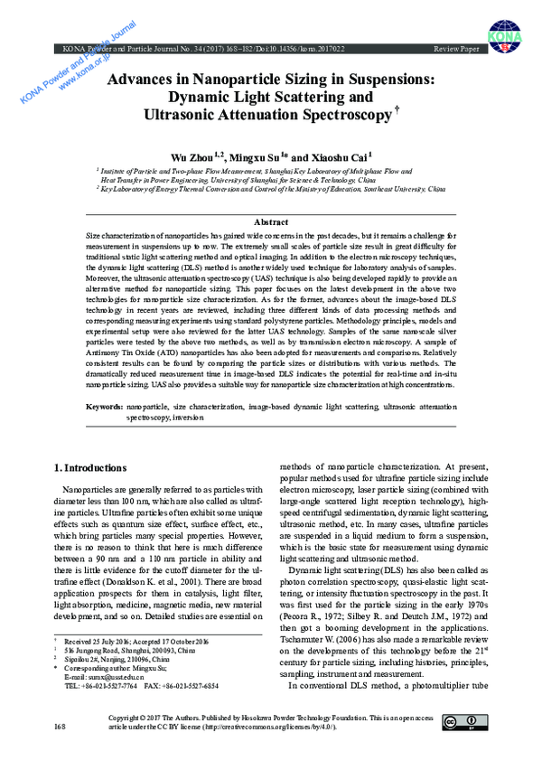 Pdf Advances In Nanoparticle Sizing In Suspensions Dynamic Light