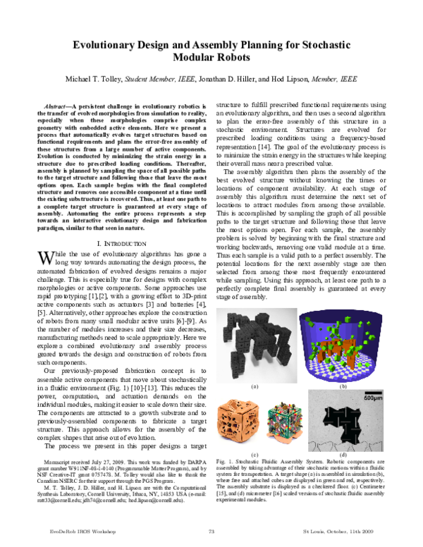 (PDF) Evolutionary Design and Assembly Planning for Stochastic Modular Robots