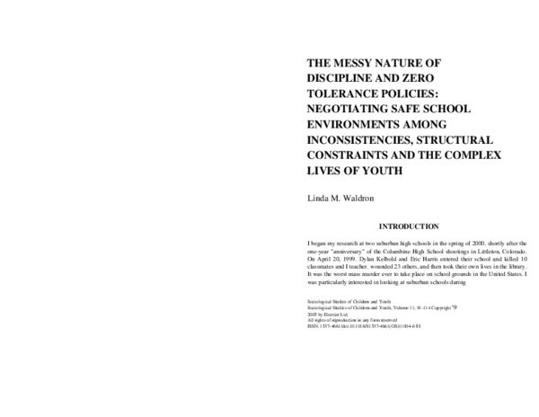 (PDF) The Messy Nature of Discipline and Zero Tolerance Policies ...