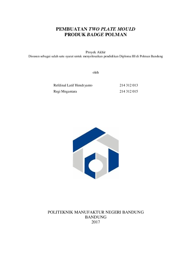 (PDF) PEMBUATAN TWO PLATE MOULD PRODUK BADGE POLMAN