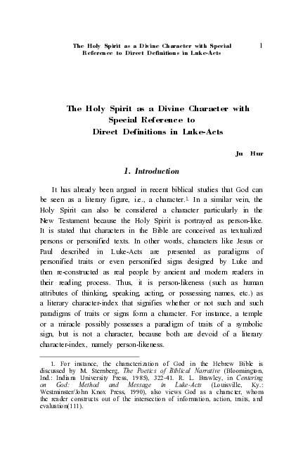 (PDF) The Holy Spirit as a Divine Character with Special Reference to ...