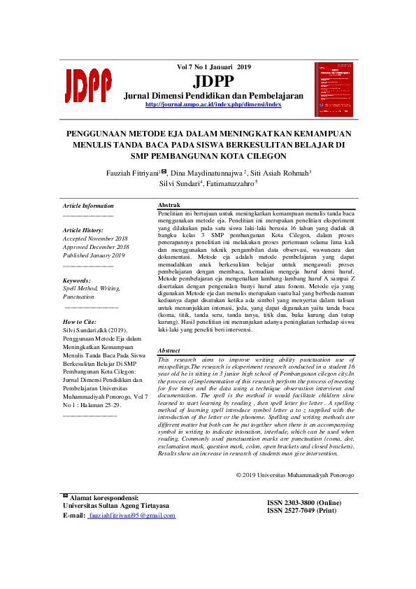 (PDF) Penggunaan Metode Eja Dalam Meningkatkan Kemampuan Menulis Tanda ...