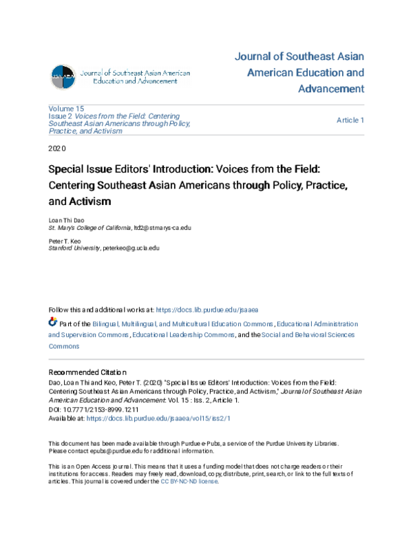 (PDF) Special Issue Editors' Introduction: Voices from the Field ...