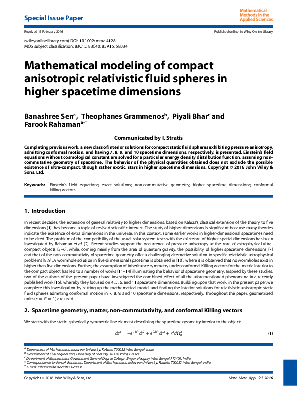 (PDF) Mathematical modeling of compact anisotropic relativistic fluid ...