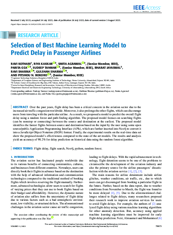 (PDF) Selection of Best Machine Learning Model to Predict Delay in ... (PDF) Selection of Best Machine Learning Model to Predict Delay in ...