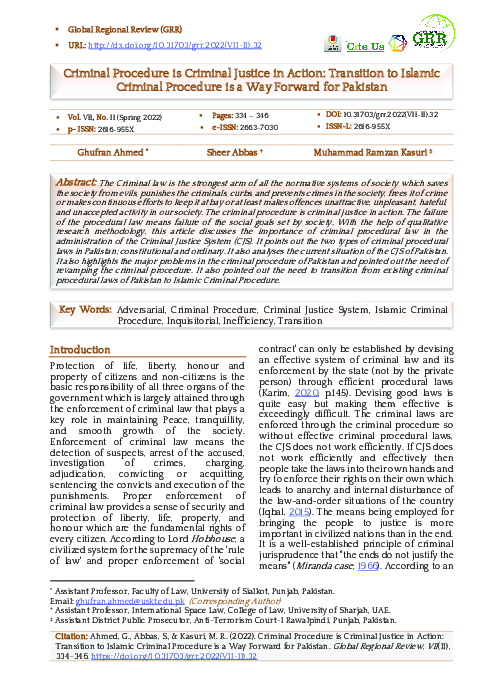 (PDF) Criminal Procedure is Criminal Justice in Action: Transition to ...