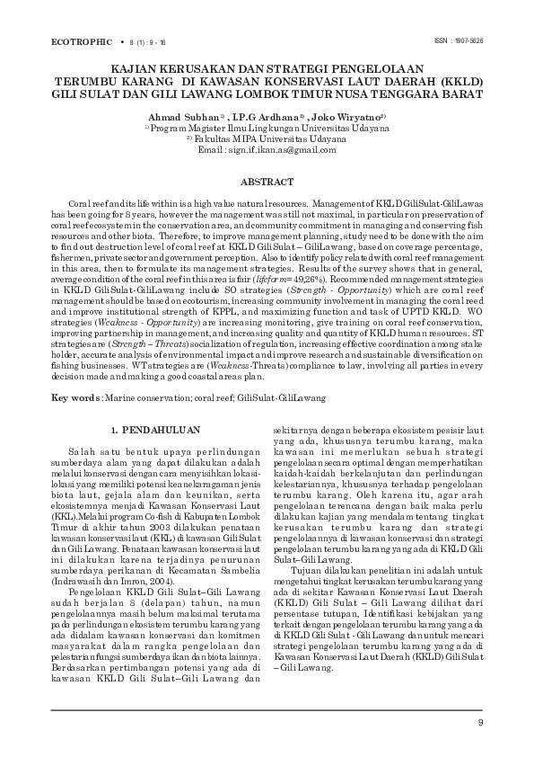 (PDF) Kajian Kerusakan Dan Strategi Pengelolaan Terumbu Karang DI ...