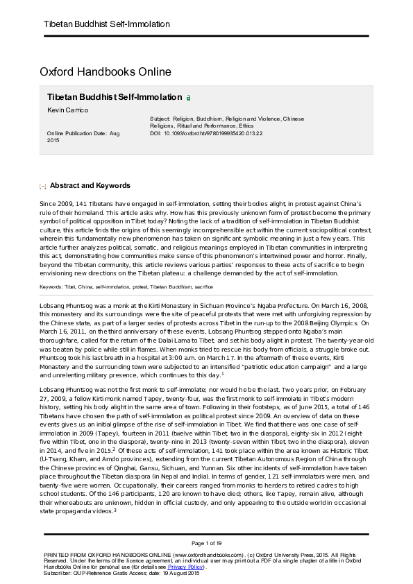 (PDF) Tibetan Buddhist Self-Immolation