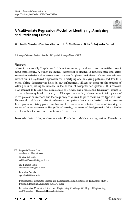 (PDF) A Multivariate Regression Model for Identifying, Analyzing and ...