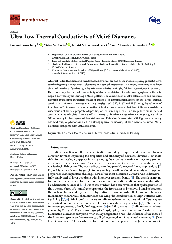 (PDF) Ultra-Low Thermal Conductivity of Moiré Diamanes