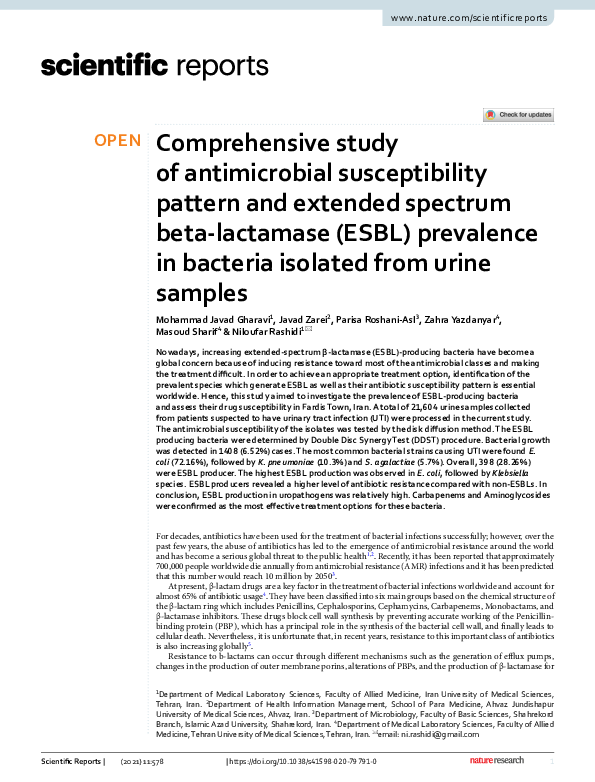 (PDF) Comprehensive study of antimicrobial susceptibility pattern and ...