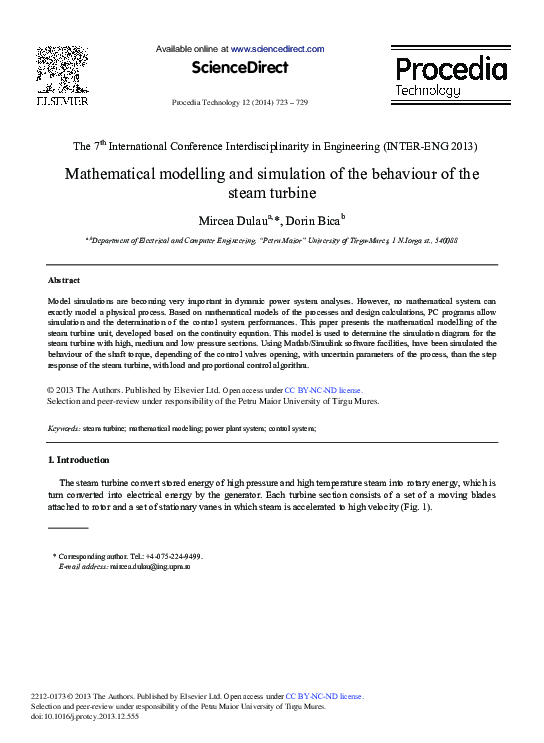 (PDF) Mathematical Modelling and Simulation of the Behaviour of the ...
